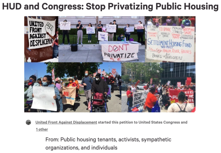 National Petition to HUD and Congress: Stop Privatizing Public Housing ...